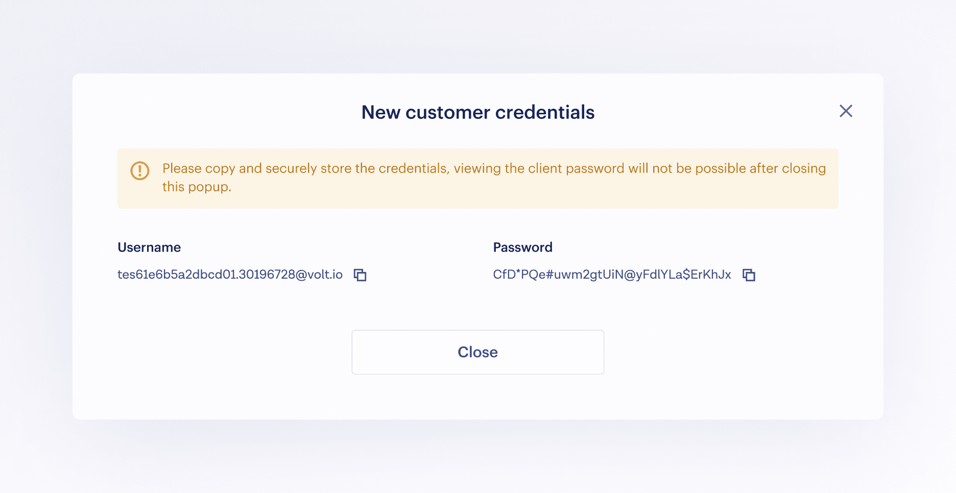Credentials | Volt Docs