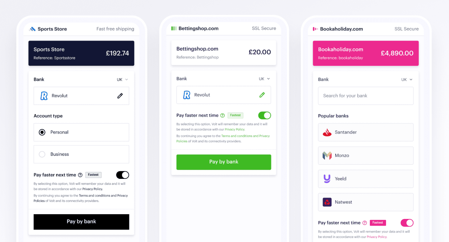 Checkout types | Volt Docs